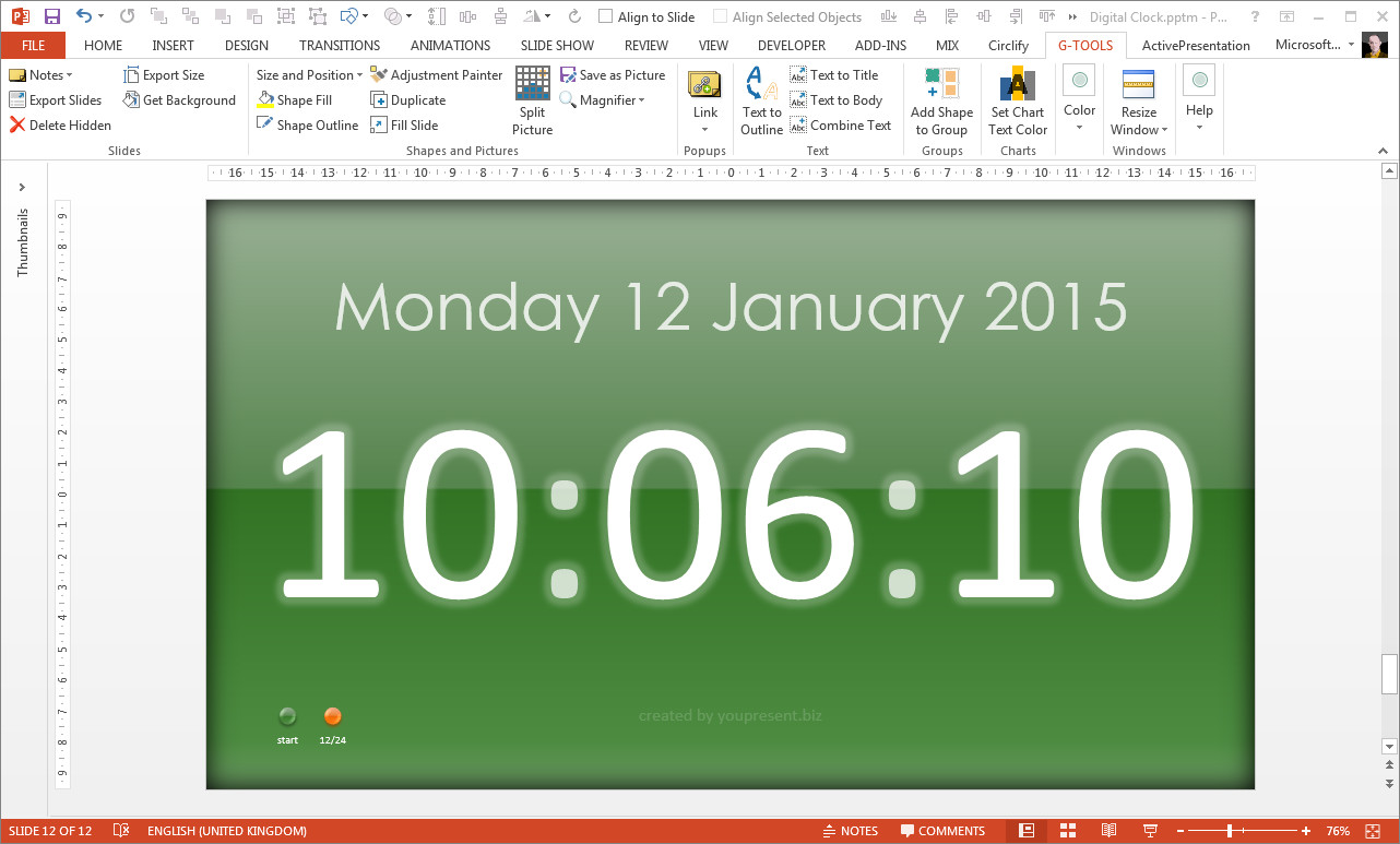 Free PowerPoint Digital Clock Alarm Countdown YOUpresent